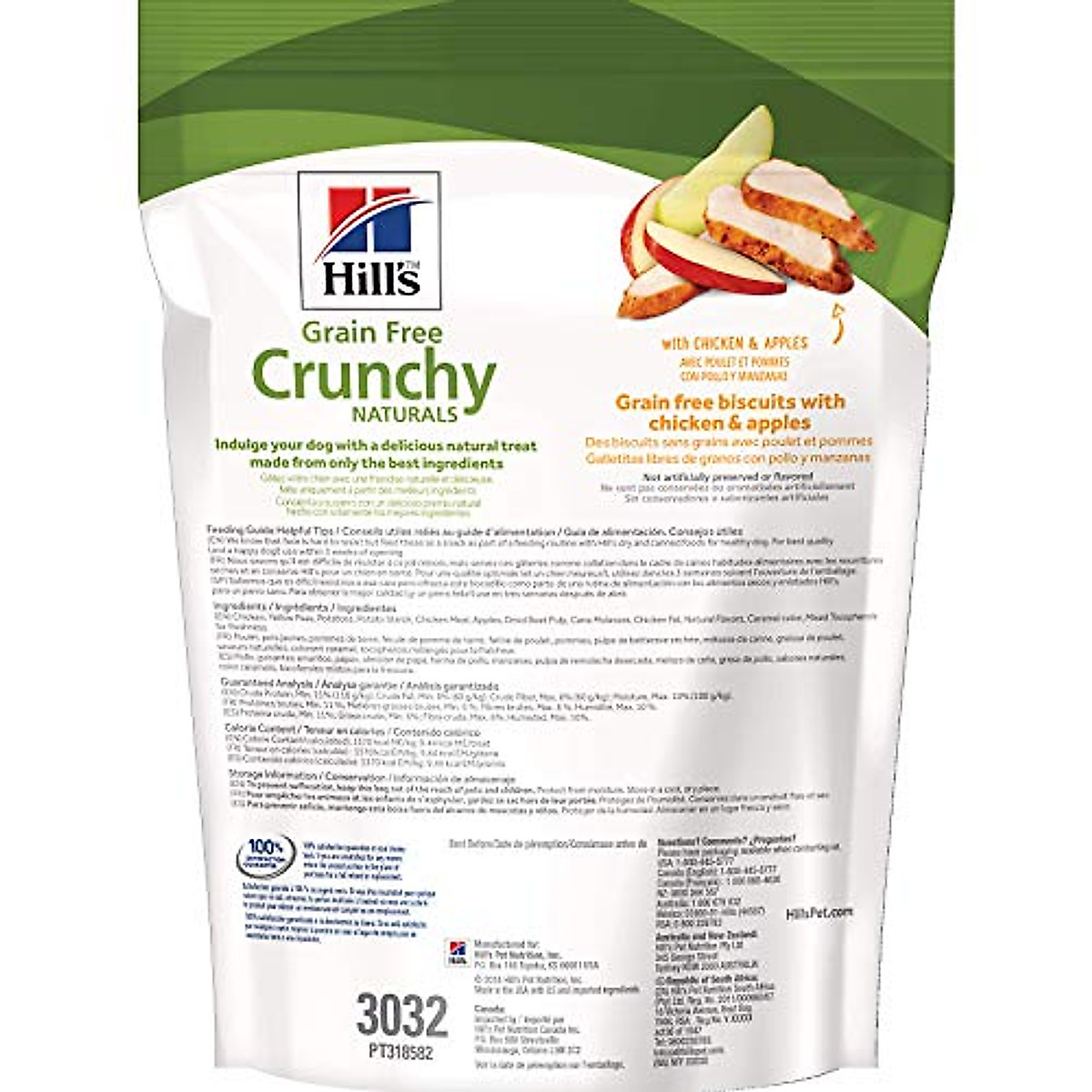 Hill's Grain Free Dog Treats, Crunchy Naturals with Chicken & Apples, Healthy Dog Snacks, 8 oz. Bag