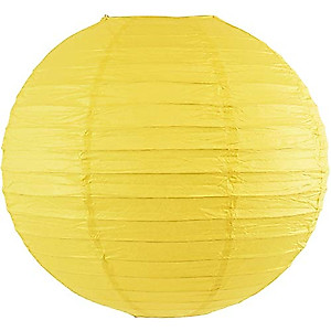 Just Artifacts 8-Inch Lemon Yellow Chinese Japanese Paper Lanterns (Set of 5, Lemon Yellow)