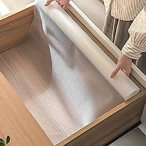 4 Rolls Non Adhesive Shelf Liners for Kitchen Cabinets, Waterproof Drawer Liners for Kitchen, Non-Slip Cabinet Liner for Kitchen Cabinet, Shelves, Desks, 17.7 Inch X 5 FT