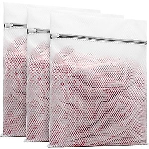 3Pcs Durable Fine Mesh Washer Bags For Delicate Clothes. Suitable For Full-size Washing Machines and Portable Washing Machines, 12 x 16 inches (XYD-9)