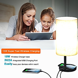 AFROG Bedside Table Lamp with 10W Fast Wireless Charger, USB Port, 5 Brightness,5 Lighting Mode,40/60 Min Auto Timer, Nightstand Bedside Lamp for Bedroom (LED Bulb Included)