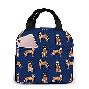 SHENGBAO Insulated Lunch Bags Australian Cattle Red Heeler Simple Dog Breed Navy Water-Resistant Thermal Lunch Box For Work, one size