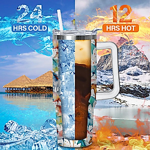 Puhnhsv 30 oz Horse Tumbler With Handle and Straw, 30oz Insulated Stainless Coffee Travel Mugs Cup Water Bottle Horse Lovers Gifts for Women Girls