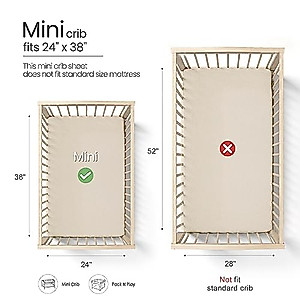 lulumoon Mini Crib Sheets Muslin: Pack and Play Sheets for Boys and Girls - Cotton Fitted Crib Sheet for Pack N Play Mattress and Playard 2Pack 24"x38"