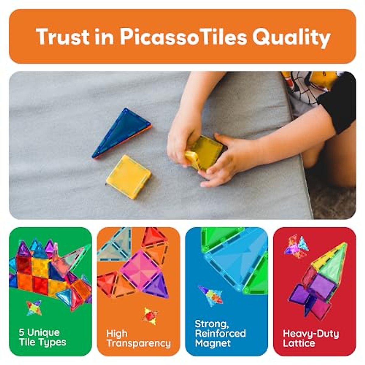 PicassoTiles 60 Piece Magnetic Building Block Mini Diamond Series Travel Size On-The-Go Construction Toy Set STEM Learning Kit Educational Playset Child Brain Development Stacking Blocks PTM60