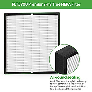 3-Pack FLT5900 True HEPA Replacement Filter J and UV-C Replacement Bulb Compatible with Purifier AC5900WCA and AC5900WDLX