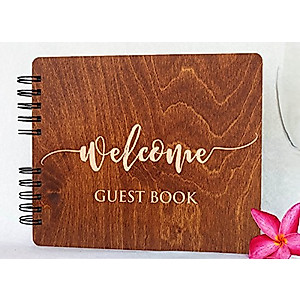 Wooden Rustic Guest Book 11" x 8.5" : Made in USA (Customize Inside Pages, Front Cover Custom Engraved)