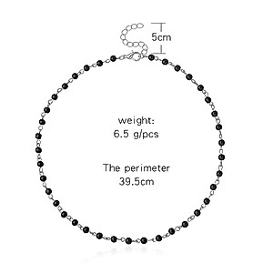 Yalice Beaded Choker Necklace Dainty Opal Birthstone Chokers Necklaces Jewelry for Women (Silver-Black-1)