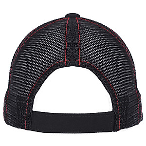 Checkered Flag Men's Ford Mustang Cap Adjustable Black Trucker Hat