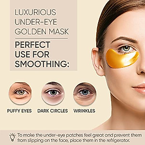 CÉLOR Under Eye Patches (20 Pairs) - Golden Eye Mask with Amino Acid & Collagen, Cooling Eye Care for Wrinkles, Puffy Eyes & Dark Circles, Skincare Treatment for Men & Women, USA Tested