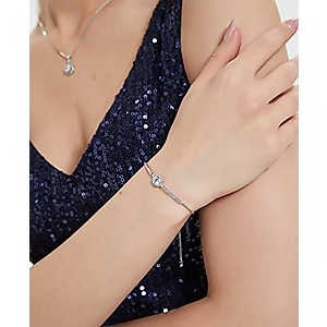 UDYLGOON Round Earrings Necklace Bracelet Jewelry Set For Women Bridal Bridesmaid Party Prom Daily (Silver)