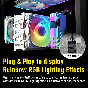 Enermax ETS-T50 Axe Addressable RGB CPU Air Cooler for AMD/Intel, 5 Direct-Contact Heat Pipes, 230W+ TDP, 120mm PWM Fan, White