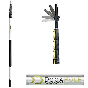 DOCAZOO, 24 Foot Camera Pole – 6-24 ft Extension Pole + Camera Adapter for GoPro, Camera or Video Camera | Provides up to 30 Feet of Reach | Painters Pole Camera Adapter