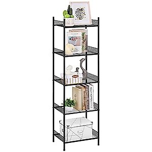 5 Tier Wire Shelving Metal Storage Rack Standing Shelving Units Shelves Bathroom Shelf for Laundry Bathroom Kitchen Livingroom Pantry Closet Garage 12.6" D×16.3" W×57" H, Black