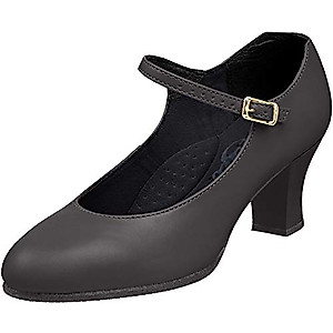 Capezio Student Footlight Character Dance Shoes, Professional Dance Shoes For Women With Non-Slip Heel, Leather Upper & Comfortable Design, Stylish & Supportive Character Shoe - Black, Size 10