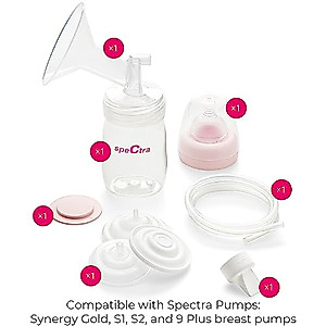 Spectra - Premium Breast Milk Pump Accessory Kit with Baby Bottles - Medium 24mm - Breast Pump Accessories