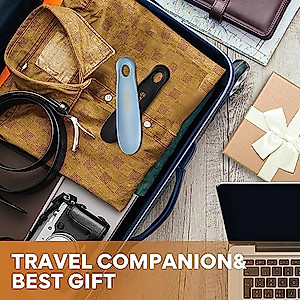 ZOMAKE Plastic Shoe Horn with Hook, 7.3 Inch Small Travel Shoe Horns for Kids, Seniors, Men, Women, Black, Blue(Pack of 2)