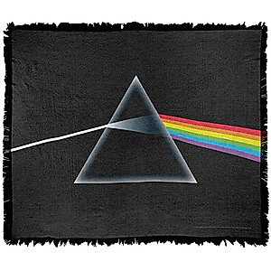 LOGOVISION Pink Floyd Blanket, 50"x60" Dark Side of The Moon Woven Tapestry Cotton Blend Fringed Throw