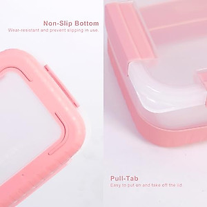 Plastic Food Storage Containers with Leakproof Locking Lids, Stackable Airtight Storage Containers for Pantry & Kitchen Organization, BPA-Free & Freezer Safe, Non-slip Base, Set of 4 Pieces, Pink