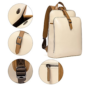 CLUCI Womens Backpack Purse Genuine Leather 15.6 Inch Laptop Vintage Travel Large Business College Shoulder Bag Vintage Yellow