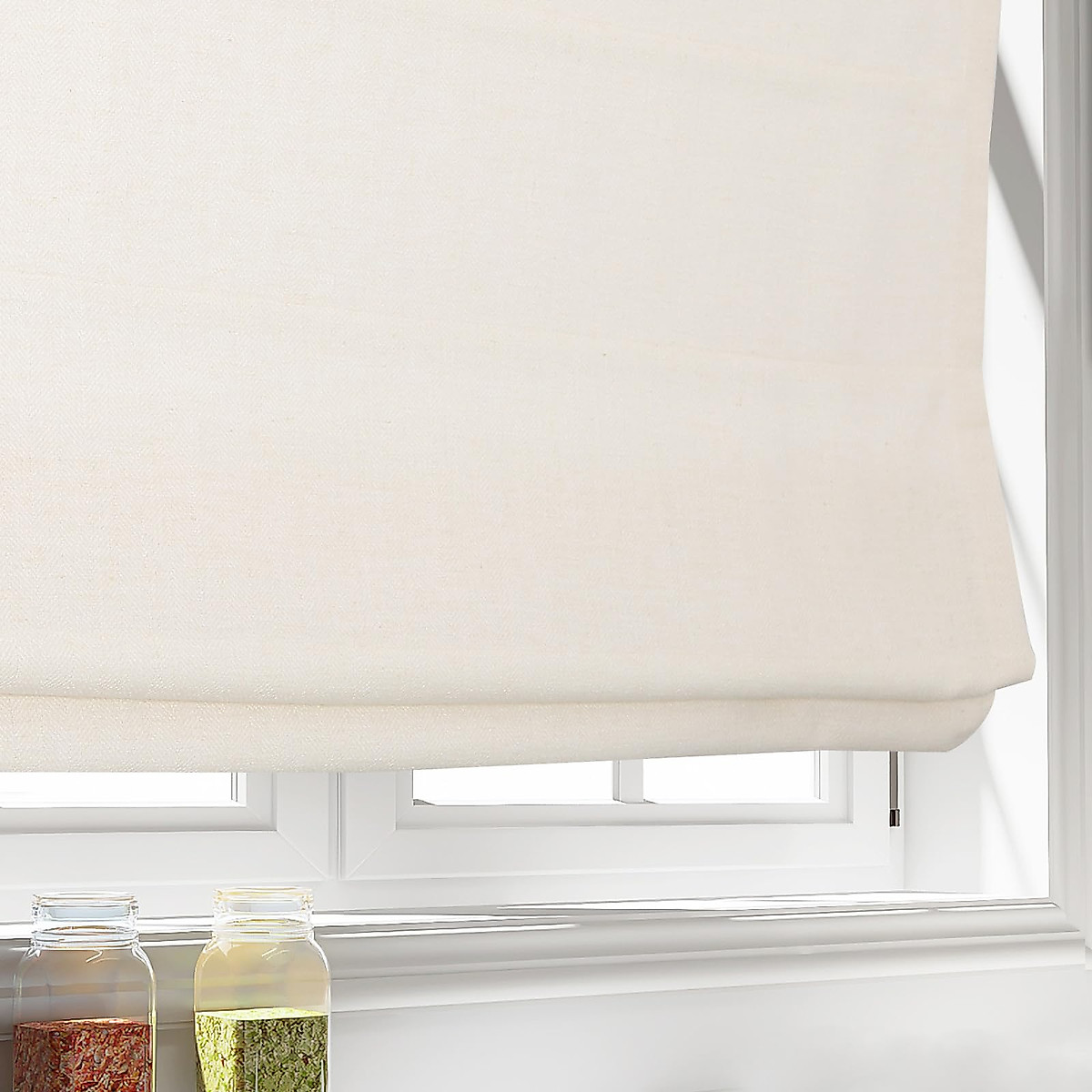 Cordless Blackout Roman Shades Window Blinds, Linen Cream Window Roman Blinds, Custom Washable Roman Shade for Window, Door Window, Bathroom Window