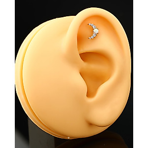 Jewseen 14K Gold Cartilage Earrings 16g Tragus Earring Moon Helix Rings Star Conch Piercing Lightning Cartilage Stud Body Jewelry