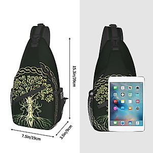 Hicyyu Tree And Life In Norse Outdoor Crossbody Shoulder Bag For Unisex Young Adult Hiking Sling Backpack