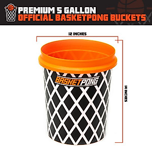 BasketPong Giant Yard Pong X Basket Ball Game with Durable Balls and Buckets Outdoor Game for Lawn, Backyard and Beach Set Includes 12 Buckets 2 Basket Balls Carrying Bag and Air Pump