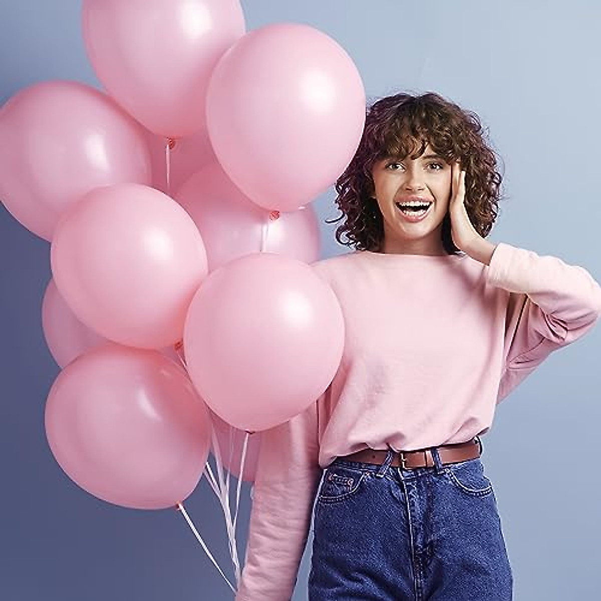 RUBFAC Pastel Pink Balloons, 70pcs 5 Inch Light Pink Balloons and Ribbon, Thick Latex Balloons for Valentine's Day Birthday Wedding Baby Shower Graduation Anniversary Party Decorations