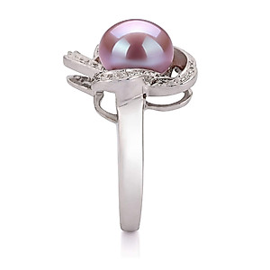 Fiona Lavender 9-10mm AA Quality Freshwater 925 Sterling Silver Cultured Pearl Ring For Women - Size-7