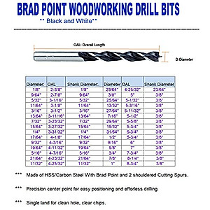 Brad Point Drill Bit Set 3/8 Inch 5Pcs Spur Point Stubby Woodworking Drill Bits