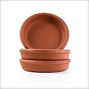 Luksyol Handmade Unglazed Clay Bowls: Elevate Your Culinary Experience with a Set of 3 (6.3 x 1.57 in) | Authentic Terracotta Cooking for Indian, Mexican, Korean Cuisine | Microwave-Friendly and Safe|