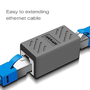 Y.D.F Network Cable Coupler, RJ45 Adapter RJ45 Coupler Shielded inLine Coupler for Cat7/Cat6/Cat5e/cat5 Ethernet Cable Extender Connector Ethernet Cable Connectors Female to Female(Gray-5 Pack)
