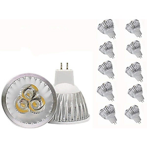 MR16 LED Bulbs MR16 3W LED Warm White Light Bulbs GU5.3 MR16 LED Bulbs 12V 3W LED Spotlight Bulbs for for Landscape Recessed Track Lighting,20W Halogen Equivalent,Pack of 10