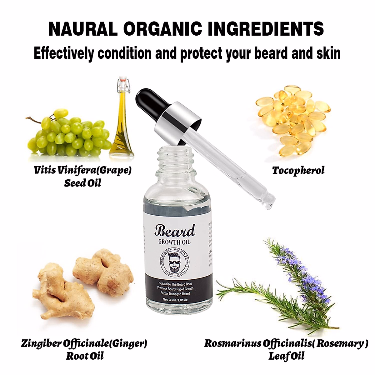 DISAAR Beauty Beard Growth Oil Daily Support Formula Moisturizing Roots Repair Damaged Hair 30ml / 1fl.oz