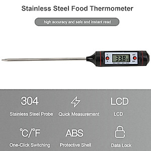 Probe Digital Thermometer,Instant Read Cooking Thermometer,Food Electronic Temperature Gauge Tester,Fahrenheit And Celsius Degree Display Switch,High Accuracy,for BBQ Food liquid Meat Temperature Test