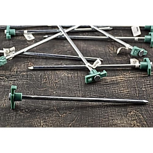 SE Heavy-Duty Metal Tent Pegs Stake Set - 20-Pack, 10.5" Galvanized Steel Pegs for Secure Anchoring in Various Terrains - 9NRC10-20