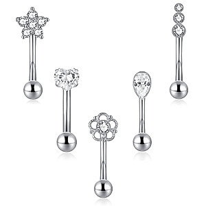 LOAYHOAY 5PCS 14G 316L Stainless Steel Petite Belly Button Rings for Women Dainty Navel Rings Tiny Belly Rings Body Piercing Set 8S