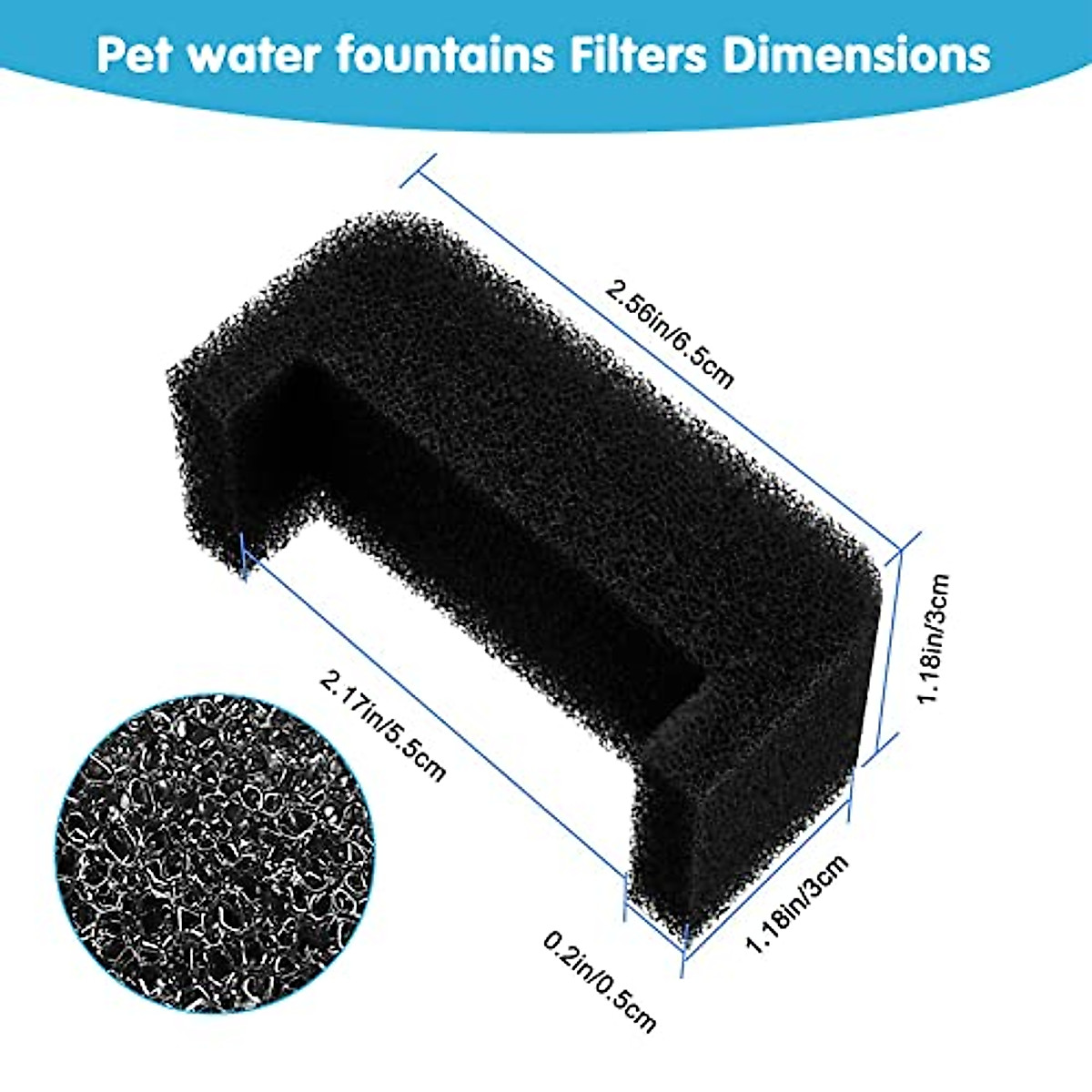 PK.ZTopia Cat Water Fountain Foam Filters - 8Pack , Sponge Cat Fountain Filters, Cat Fountain Sponge Foam Filter Replacement for 85oz/2.5L Cat Fountain Pet Fountain Automatic Drinking Water Dispenser
