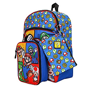 Bioworld Super Mario Bros Characters & Power-Ups 16" Youth 5-Piece Backpack Set