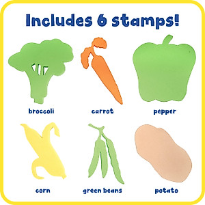READY 2 LEARN Giant Stampers - Vegetables - Set of 6 - Easy to Hold Foam Stamps for Kids - Arts and Crafts Stamps for Displays, Posters, Signs and DIY Projects