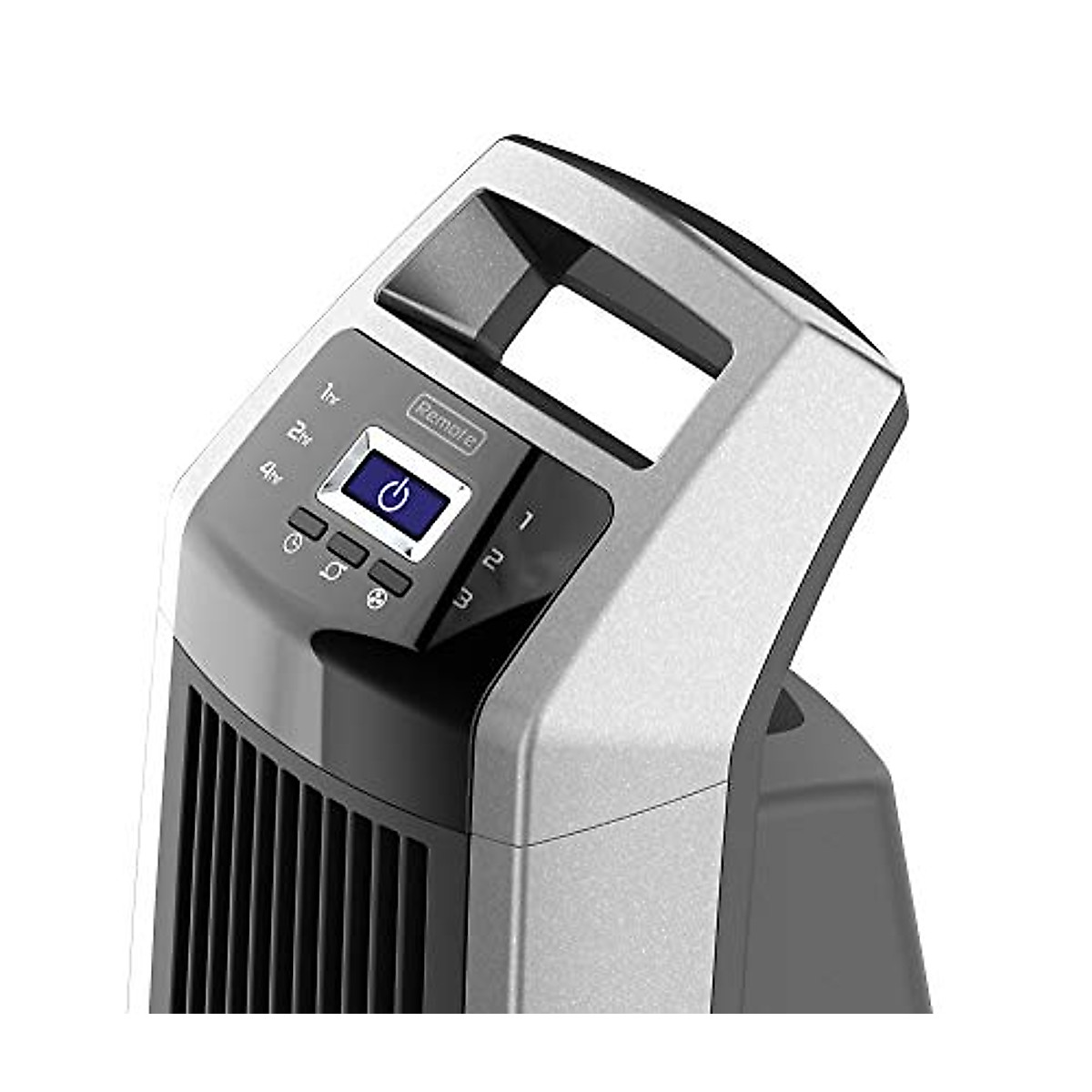 Lasko Oscillating High Velocity Tower Fan, Remote Control, Timer, 3 Powerful Speeds, for Garage, Basement and Gym, 35" Silver and Black, U35115