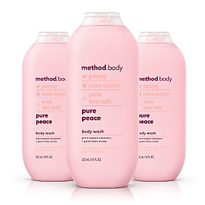 Method Body Wash, Pure Peace, Paraben and Phthalate Free, 18 oz (Pack of 3),Detoxifying