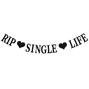 Rip Single Life Banner, Bride or Groom to Be, From Miss to Mrs, Tomorrow We Do, Glittery Funny Rude Bachelorette Party Decorations Supplies