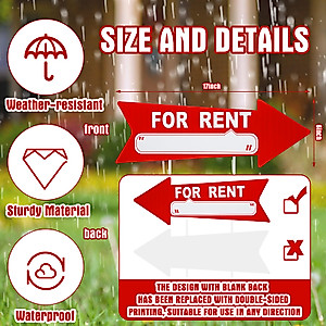 Barydat 12 Pcs for Rent Yard Signs with Stakes Double Sided for Rent Arrow Signs with Stand 17 x 6 Inches for Rent Sign This Way Arrow Yard Signs Plastic Garage Sale Sign Outdoor