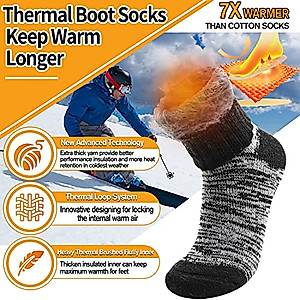 Welwoos Heated Thermal Socks for Women & Men Winter Warm Ski Thick Boot Insulated Gift Socks Stocking Stuffers for Women 3 Pairs (Black,M)