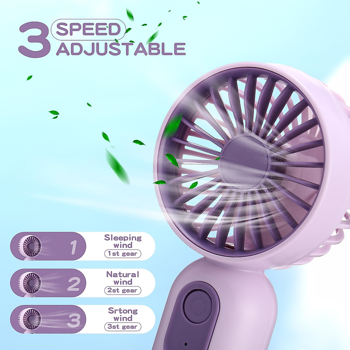 Rossesay 6 Pack Mini Portable Fan Bulk Cute Handheld Fan Lightweight Small Personal Eyelash Fan with 3 Speeds and USB Rechargeable Battery Operated for Outdoor Travel Camping(Multicolor)