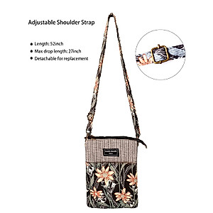 LassZone Womens Small Crossbody Bag Cell phone Bag Floral Pattern Ladies Small Handbag Wallet 5 Pockets Shoulder Bag Messenger Bags