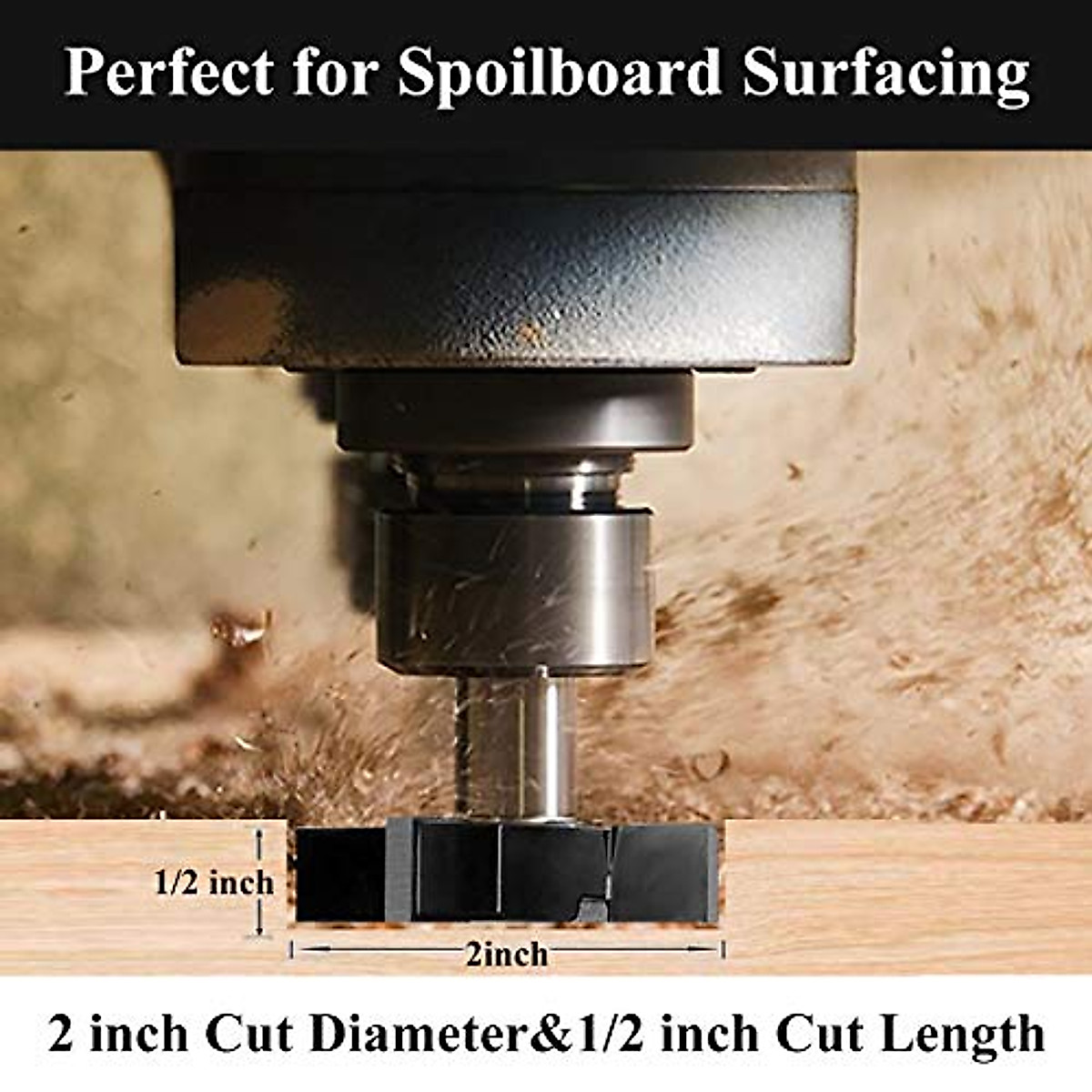 CNC Spoilboard Surfacing Router Bit, 1/2 Inch Shank Carbide Tipped Surface Planing Bottom Cleaning Cutter Slab Flattening Router Bit, Wood Milling Cutter Planer Woodworking Tool