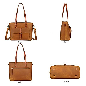 Top Handle Crossbody Purse Genuine Leather Shoulder Bag Work Totes for Women Purse Handbag with Back Zipper Pocket Large F031 (FB031)…